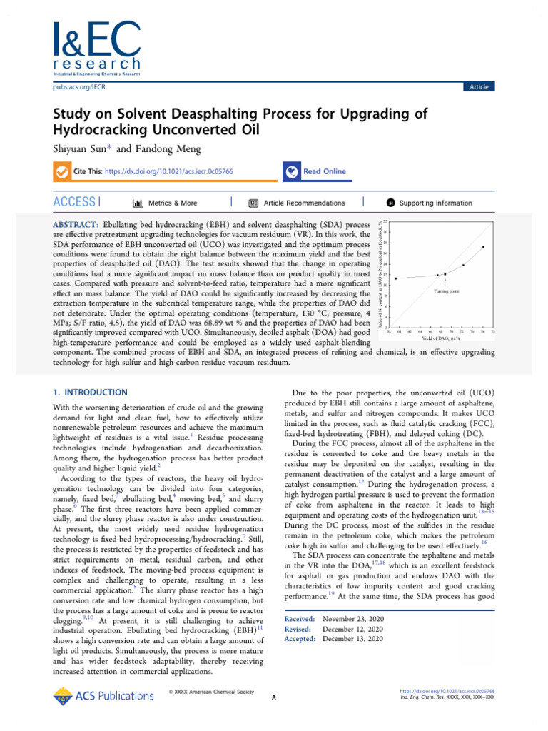 Study On Solvent Deasphalting Process For Upgrading of Hydrocracking ...