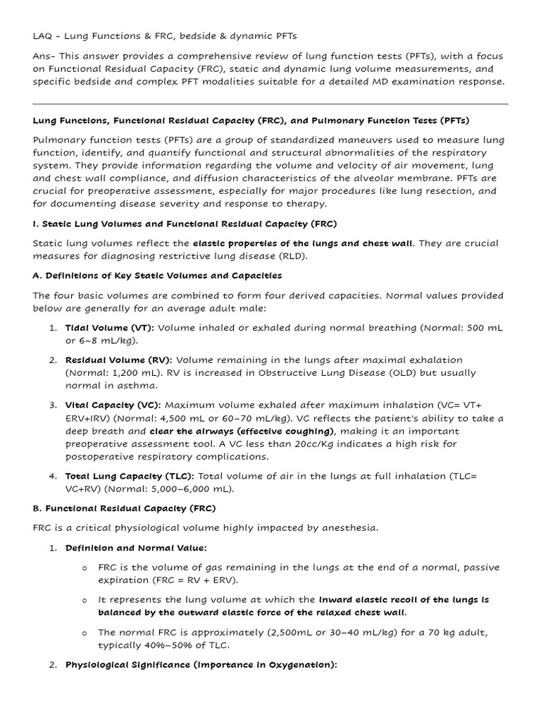 Lung Functions, Bedside and Dynamic PFTs | PDF | Lung | Exhalation