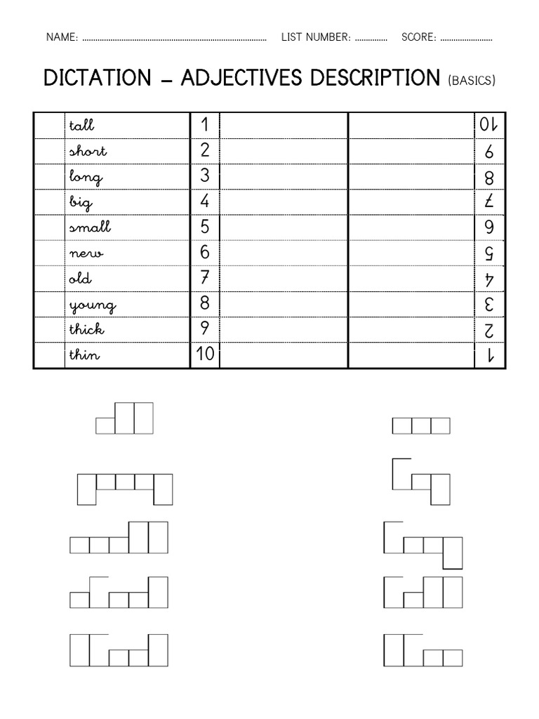 Basic Vocabulary Dictation Exercises | PDF