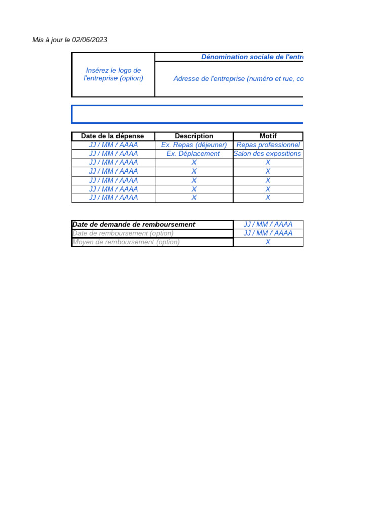 Modèle de note de frais à imprimer | PDF