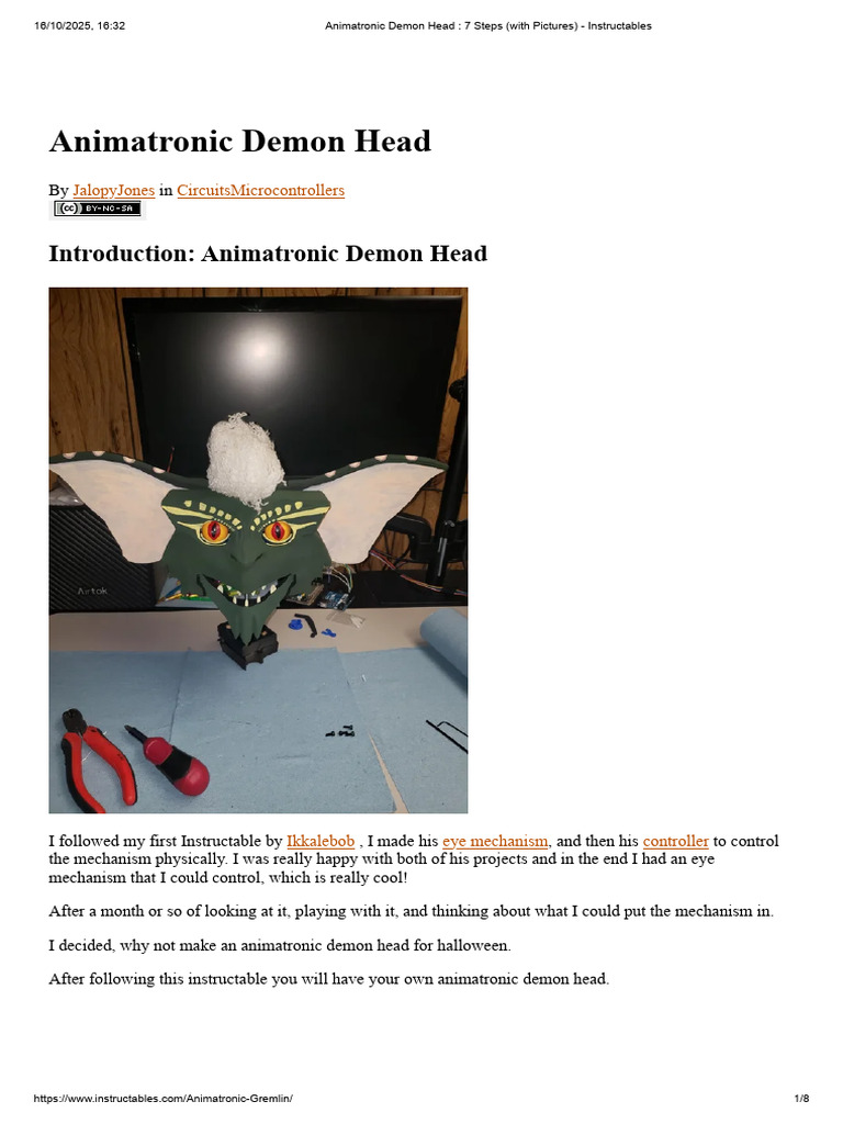 Animatronic Demon Head - 7 Steps (With Pictures) - Instructables | PDF ...
