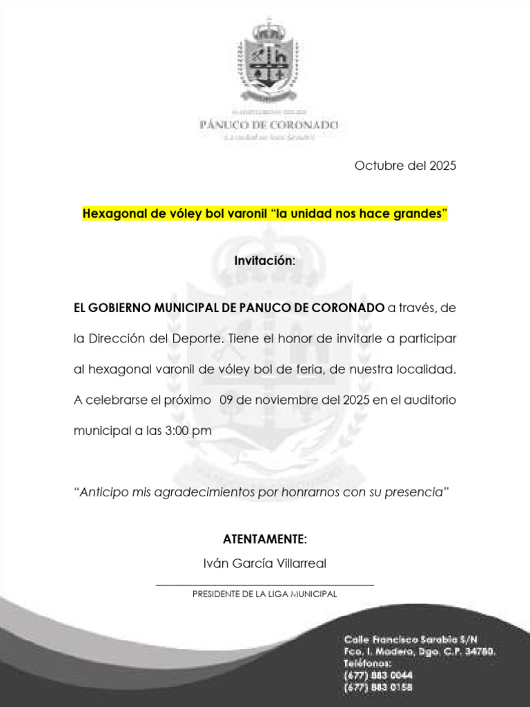 Hexagonal Vóley Varonil en Pánuco 2025 | PDF