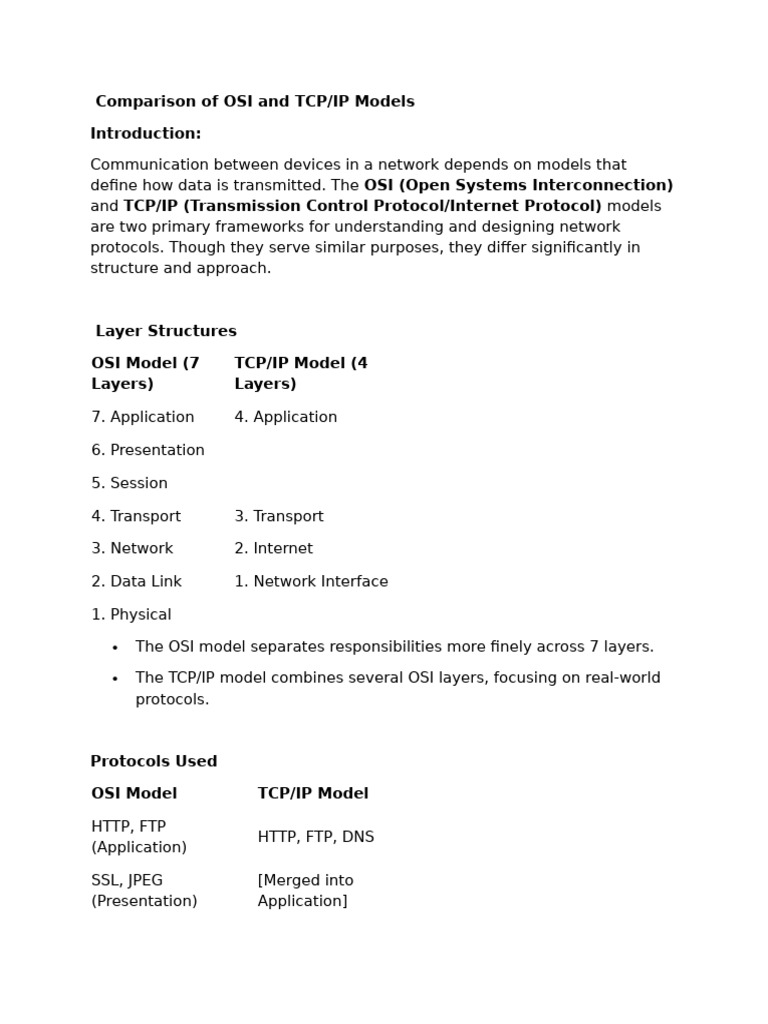 OSI vs TCP/IP: Models and Security Insights | PDF | Internet Protocol ...