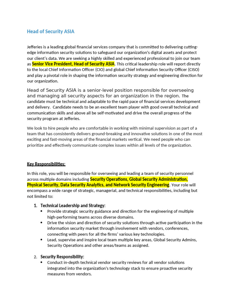 Head of Security ASIA | PDF | Computer Security | Security