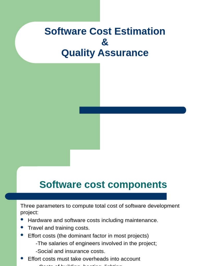 Cost Estimation & Quality Assurance (Updated) | PDF | Software ...