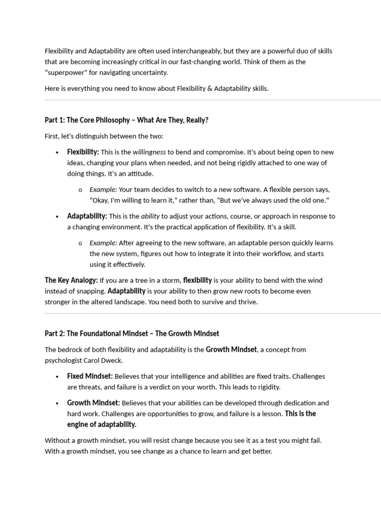 Mastering Flexibility and Adaptability | PDF | Mindset | Cognitive ...