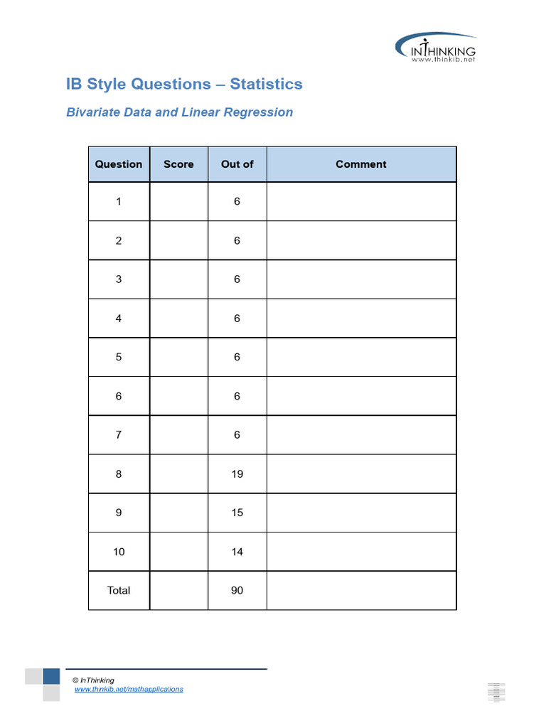 U2 A Bivariate Data & Correlation Practice | PDF | Scatter Plot ...