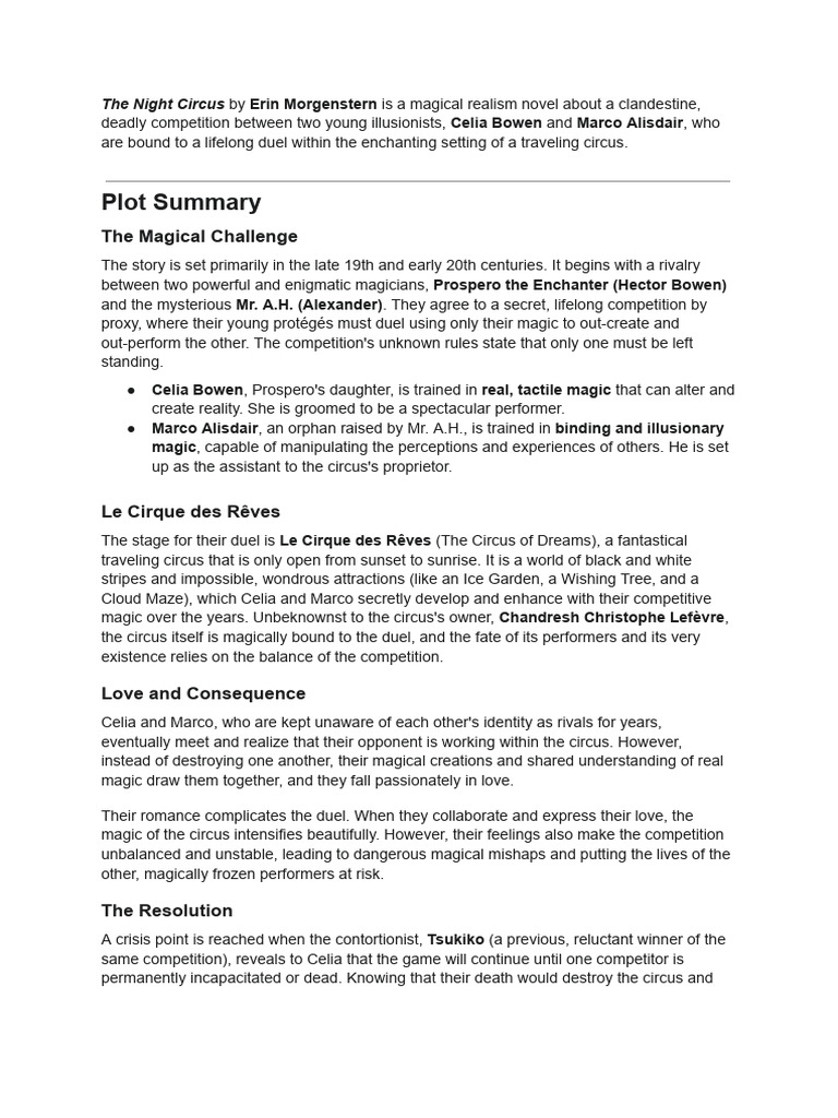 The Night Circus Summary | PDF