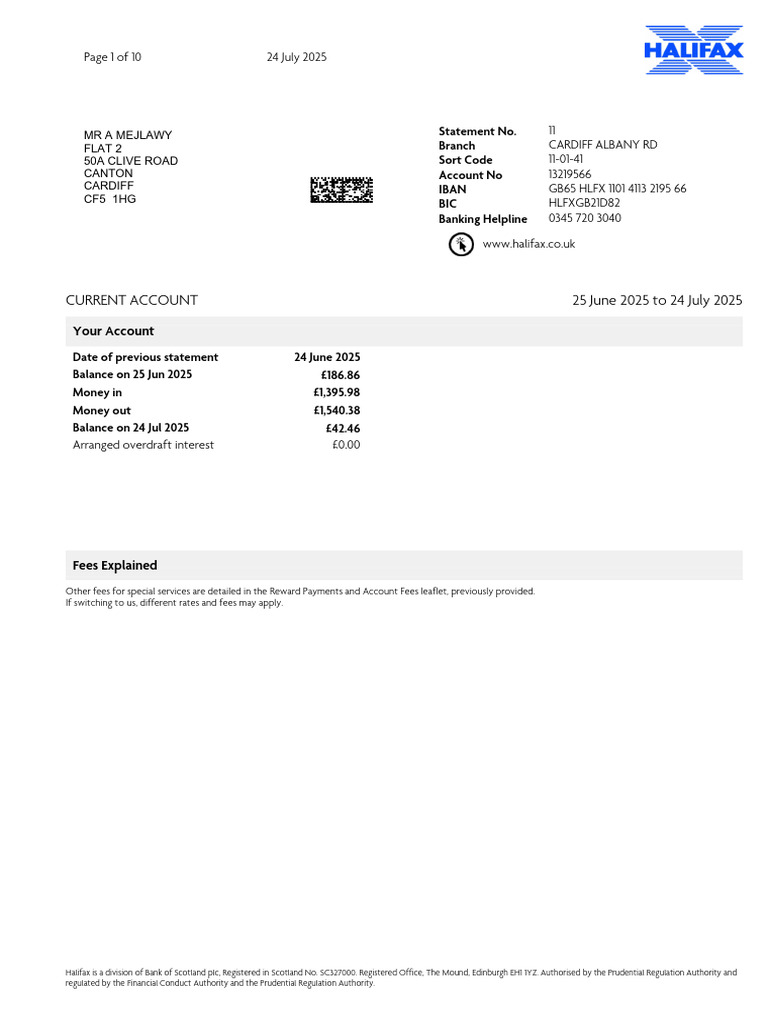Halifax Current Account Statement Summary | PDF | Cost Of Living ...