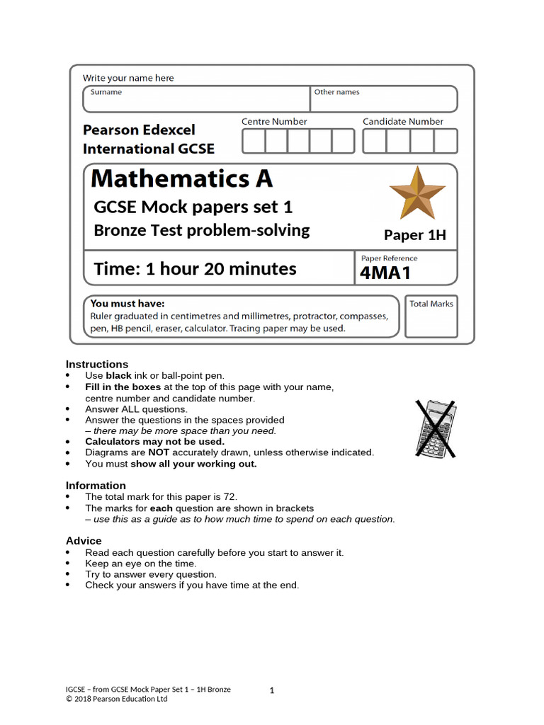 07a IGCSE - From GCSE Mock Papers Set 1 - Paper 1H Bronze | PDF ...