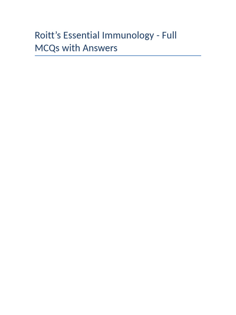 Essential Immunology MCQs and Answers | PDF