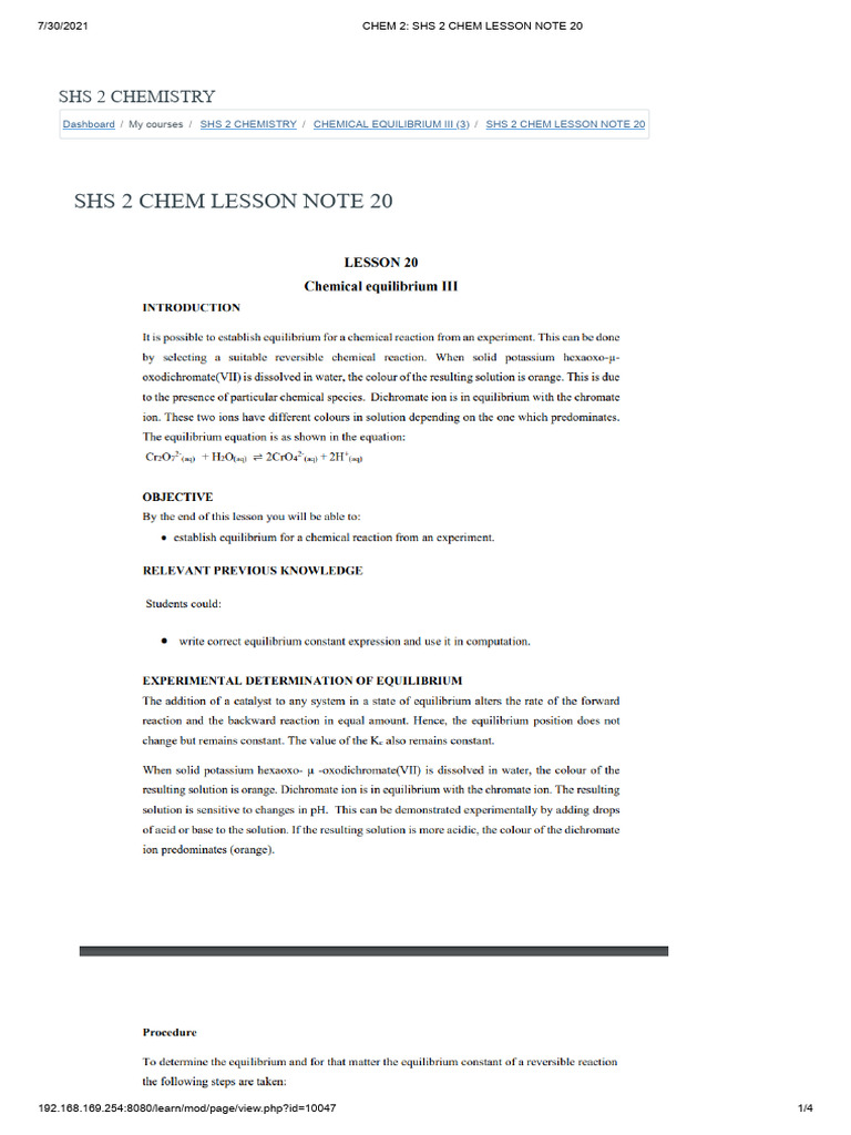 SHS 2 Chemistry Lesson Notes Overview | PDF | Chemistry | Chemical ...