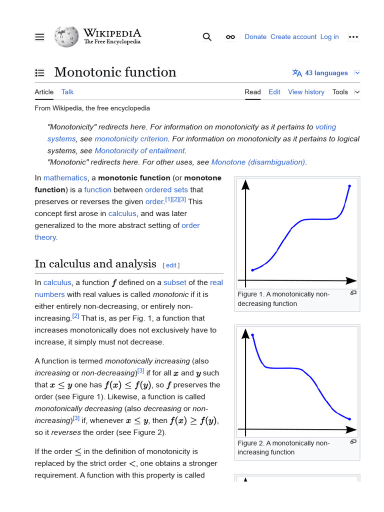 En Wikipedia Org Wiki Monotonic Function... | PDF | Monotonic Function | Mathematical Analysis