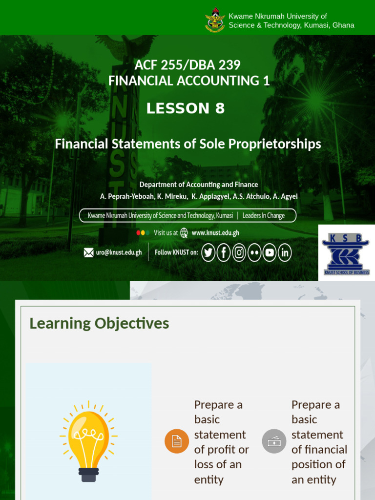 Lesson 8 Financial Statements of Sole Proprietorship, NEW | PDF ...