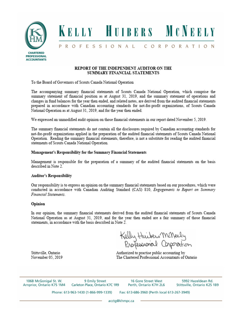 Scouts Canada-Summary Financial Statements-EnGLISH | PDF | Balance ...