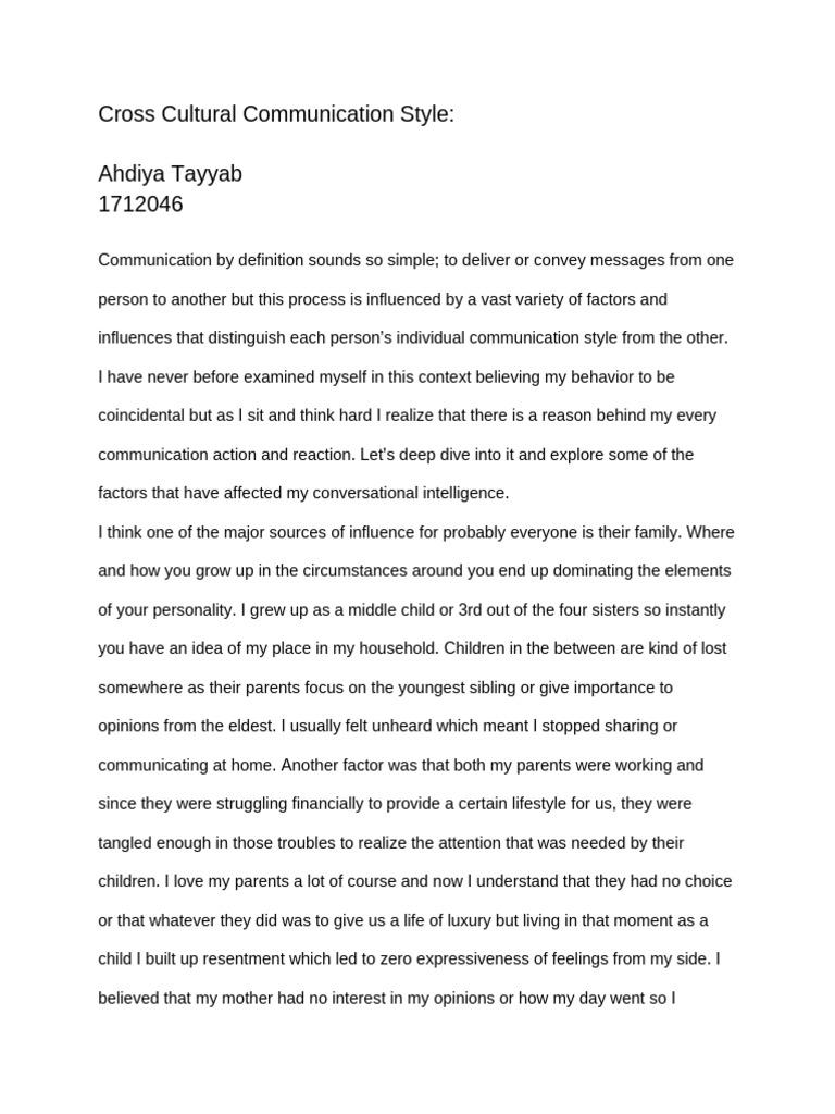 Cross Cultural Paper | PDF | Nonverbal Communication | Body Language