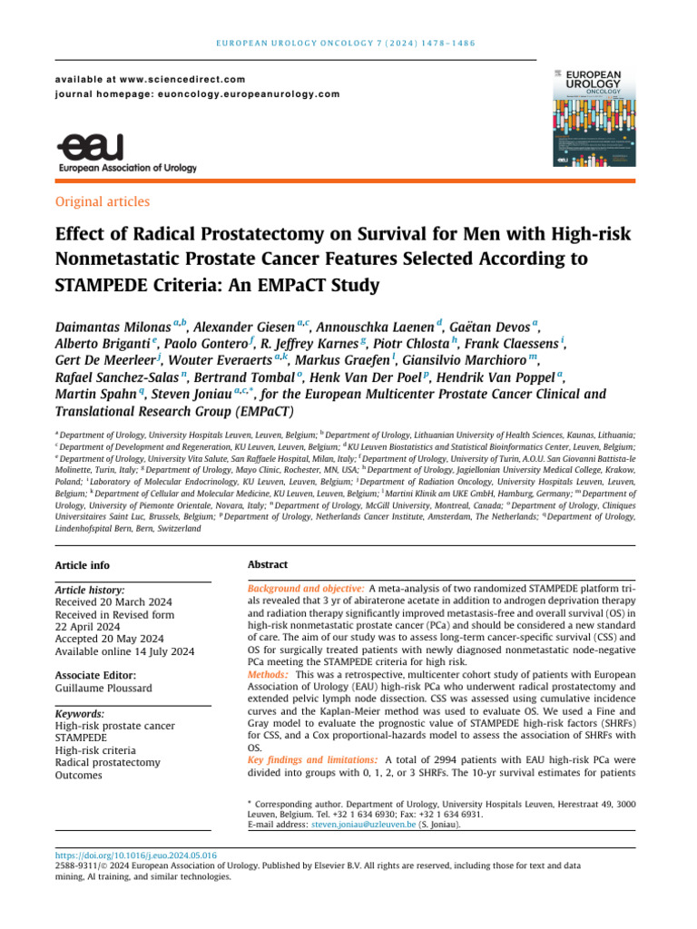 Effect of Radical Prostatectomy On Survival For Men, 2024 | PDF ...