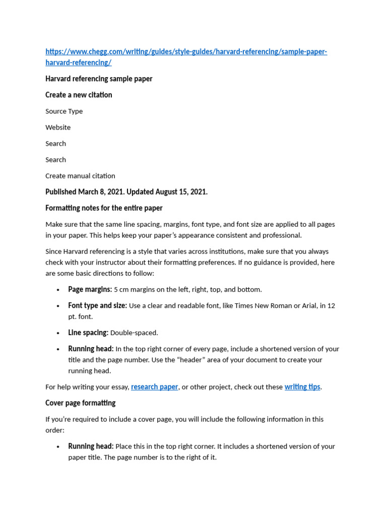 Harvard Referencing Sample Guide | PDF | Citation | Written Communication