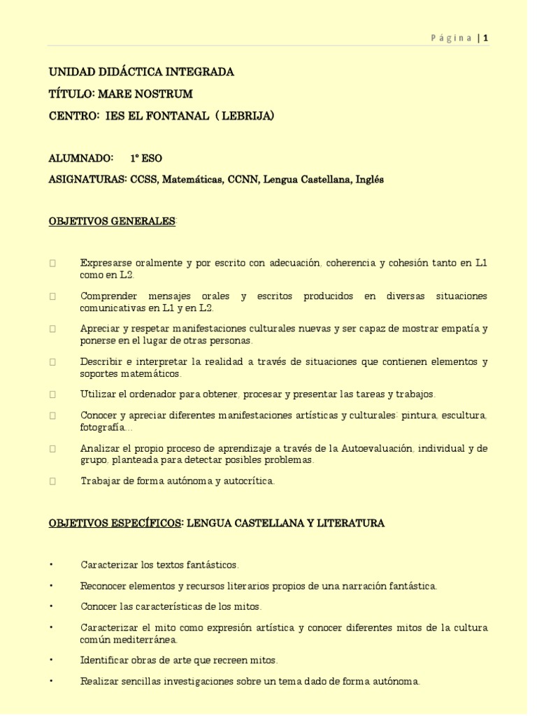 Guía Didáctica Unidad Integrada Mare Nostrum | PDF | Eneas | Mitología