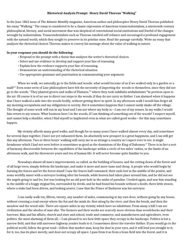 Thoreau's Rhetoric on Nature Walking | PDF | Henry David Thoreau ...