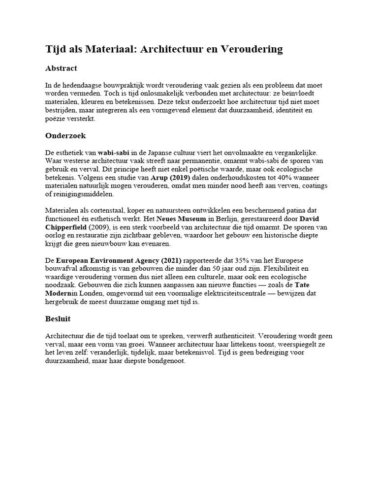 Tijd Als Materiaal - Architectuur en Veroudering | PDF