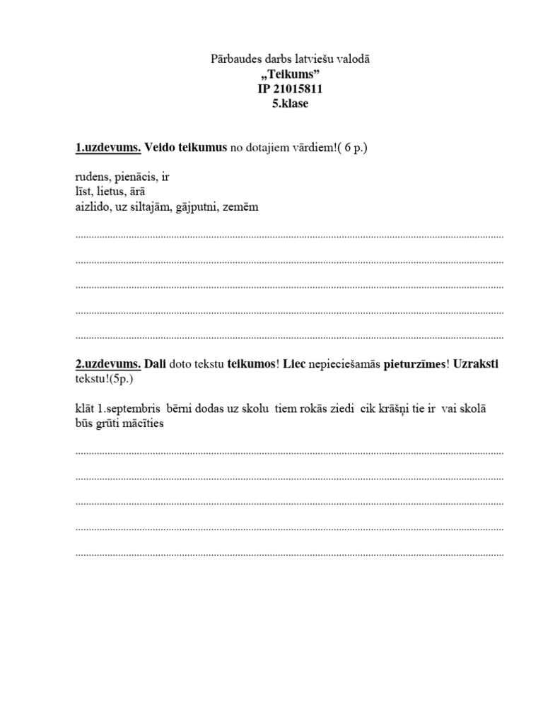 Teikums IP 21015811 5.klase | PDF