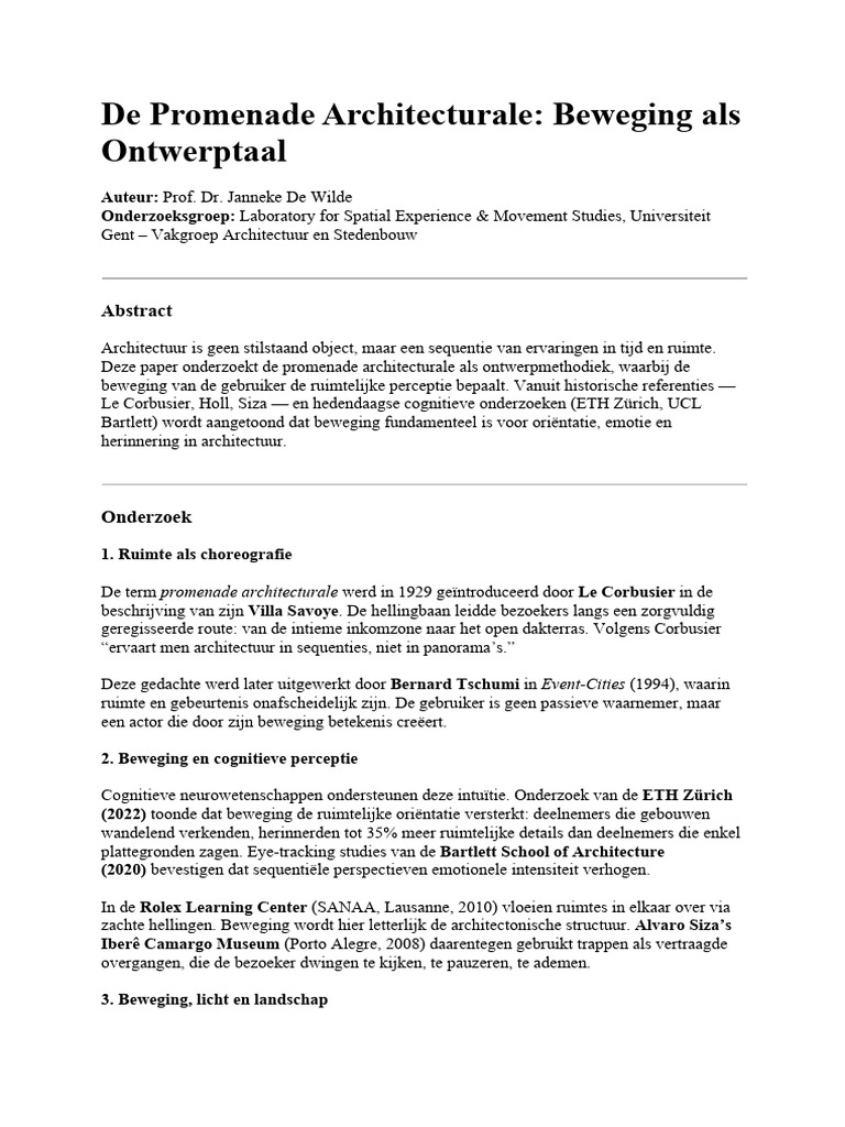 De Promenade Architecturale - Beweging Als Ontwerptaal | PDF
