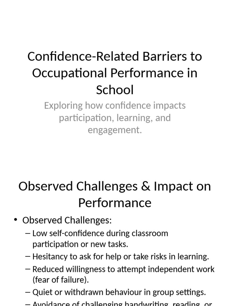 Confidence Barriers in School OT | PDF