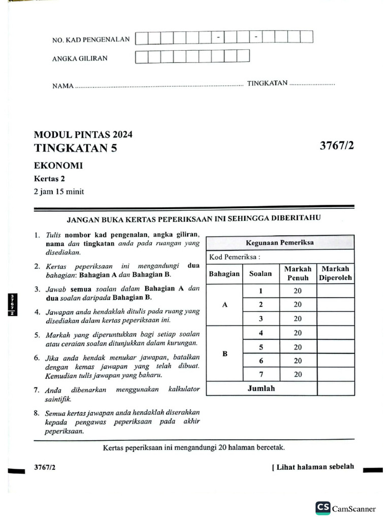 k2 Selangor Set 1 2024 | PDF