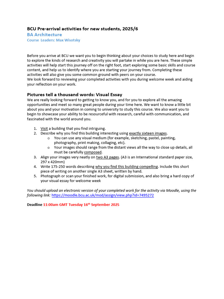 Pre Arrival Activities 2025 | PDF