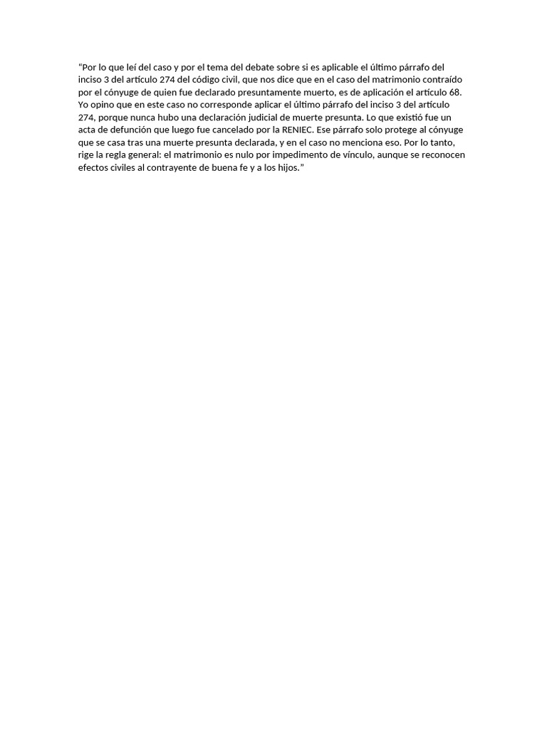 Por Lo Que Leí Del Caso y Por El Tema Del Debate Sobre Si Es Aplicable ...