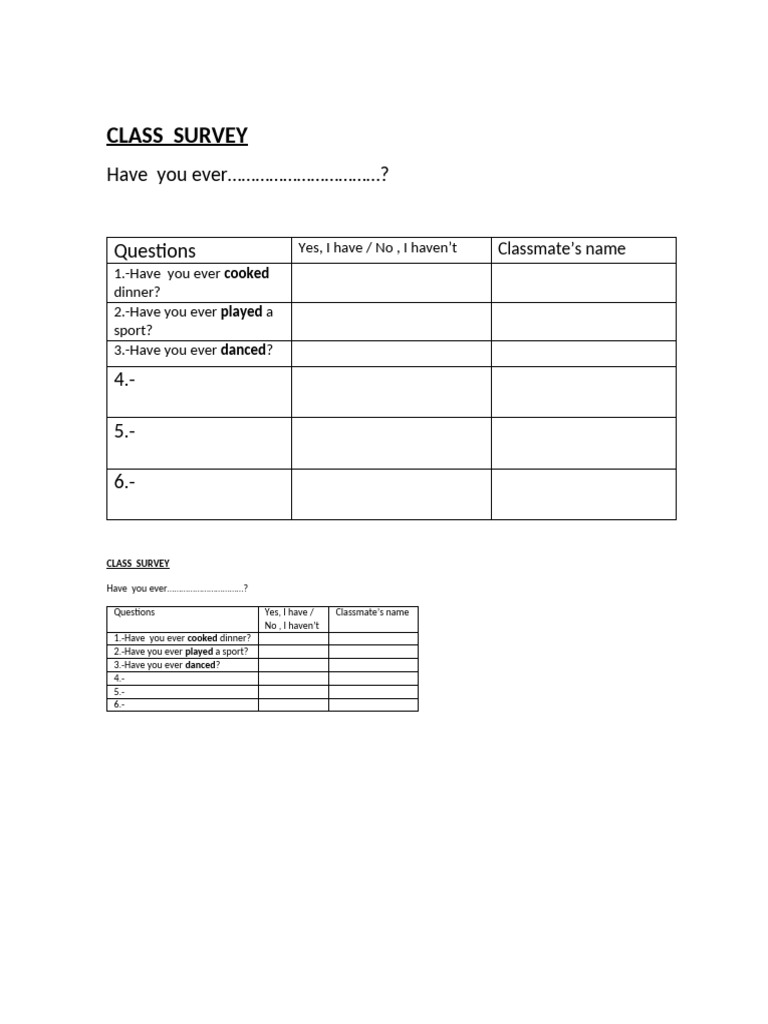 Class Survey | PDF