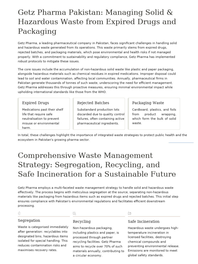 Getz Pharma's Waste Management Solutions | PDF | Waste | Waste Management
