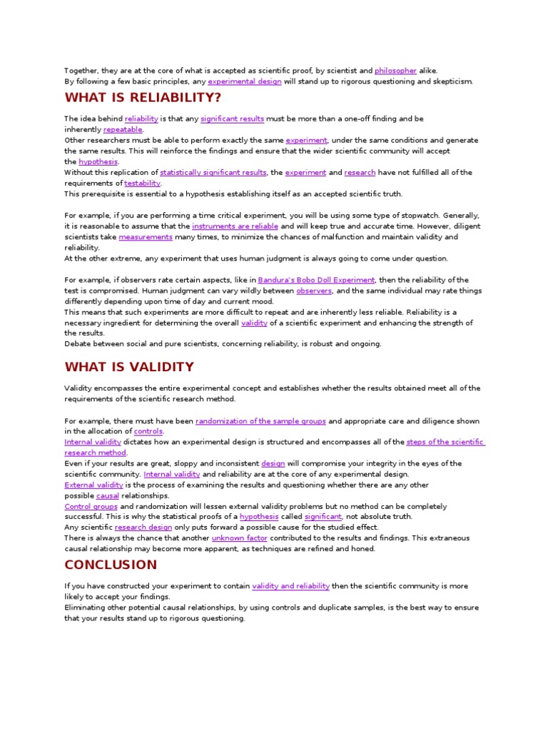 Understanding Reliability and Validity in Science | PDF | Experiment ...