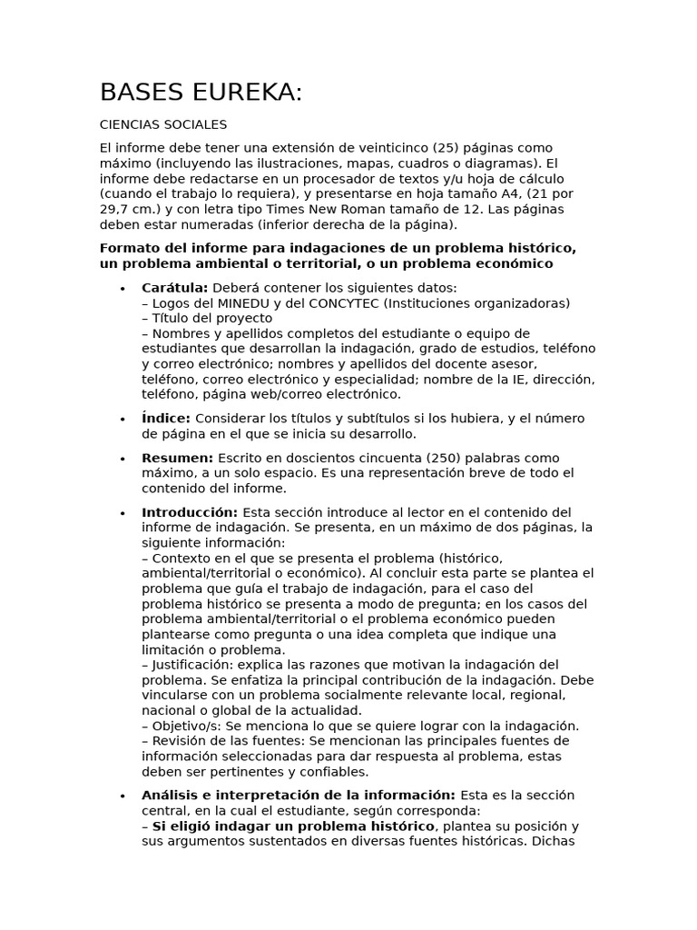 Bases Eureka 2025 | PDF | Sustentabilidad