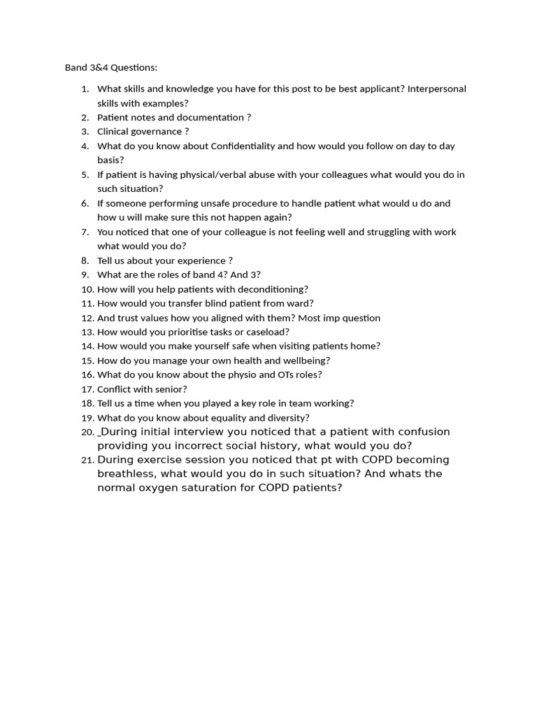 Interview Questions For Physio Job | PDF