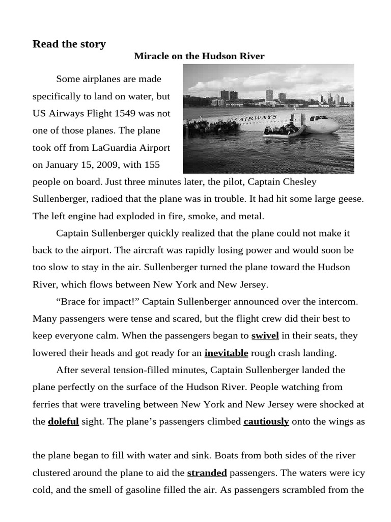 Term 1 Test 2 English Grade 6 The Plane in The Hudson River | PDF ...