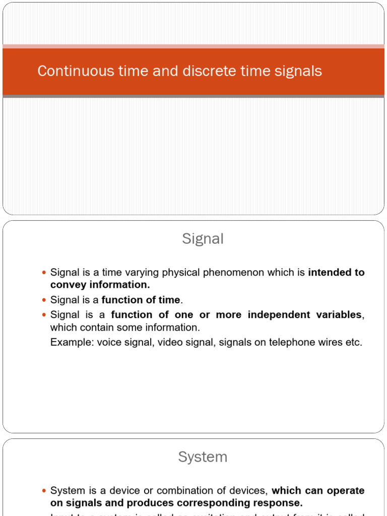 Continuous and Discrete Signals | PDF | Discrete Time And Continuous ...