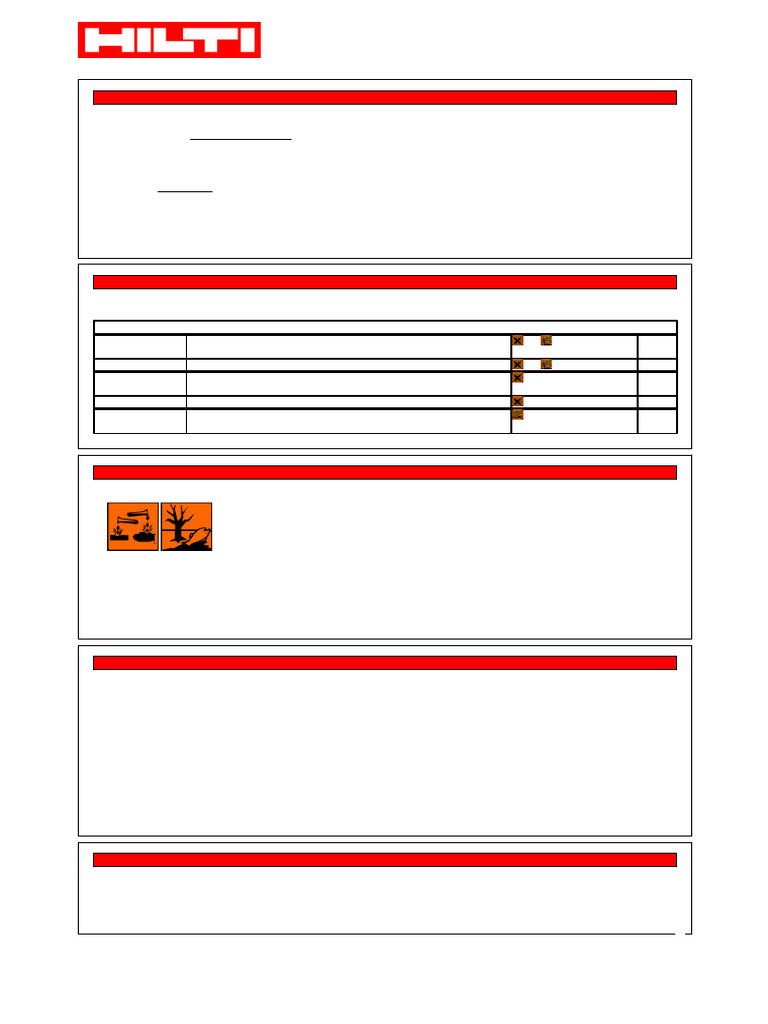 Hoja de Seguridad Hilti HIT-RE 500 | PDF | Agua | Dióxido de carbono