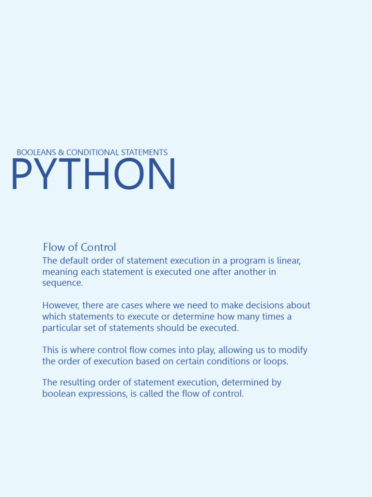 Booleans & Conditional Statements | PDF | Boolean Data Type | Control Flow