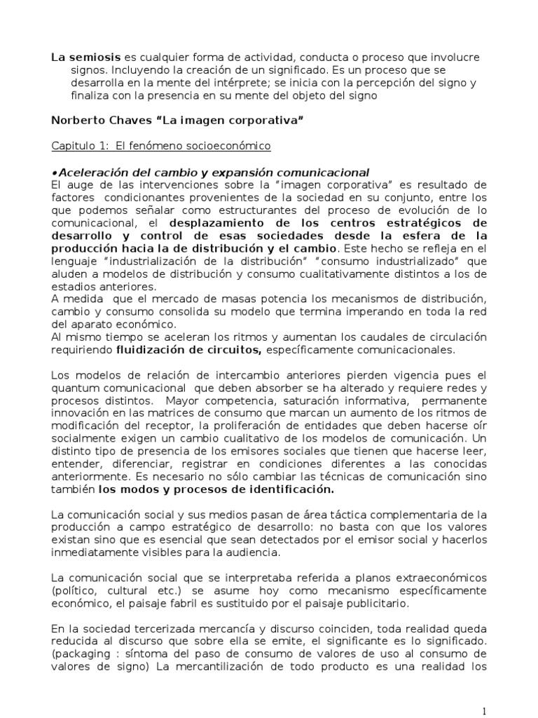 Norberto Chaves La Imagen Corporativa | PDF | Institución | Comunicación