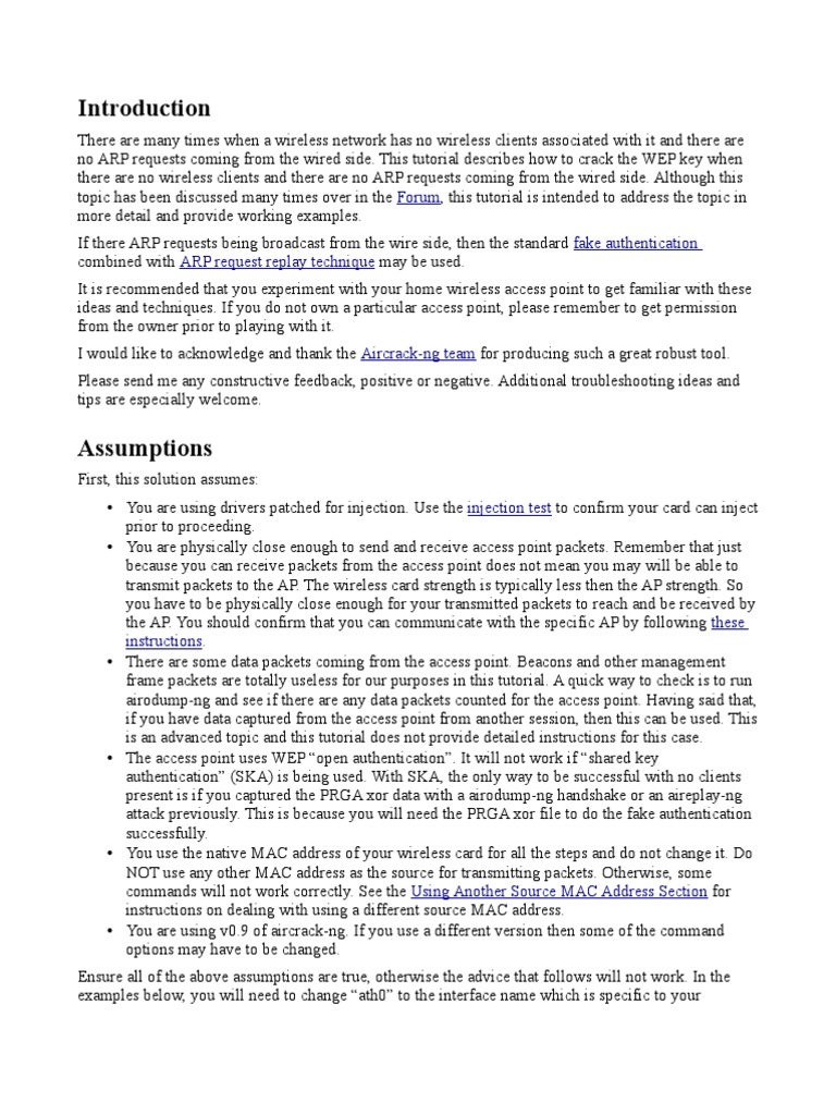 Aircrack Simple Wep No Client | PDF | Wireless Access Point | Wireless Lan