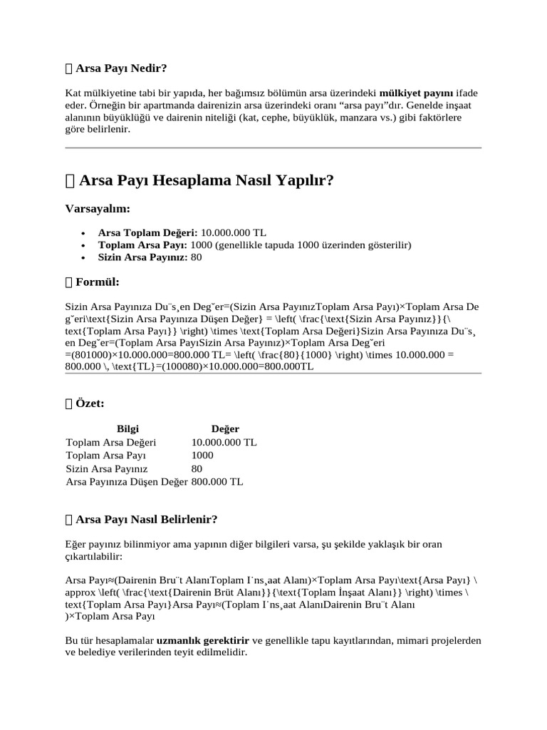 ? Arsa Payı Nedir | PDF