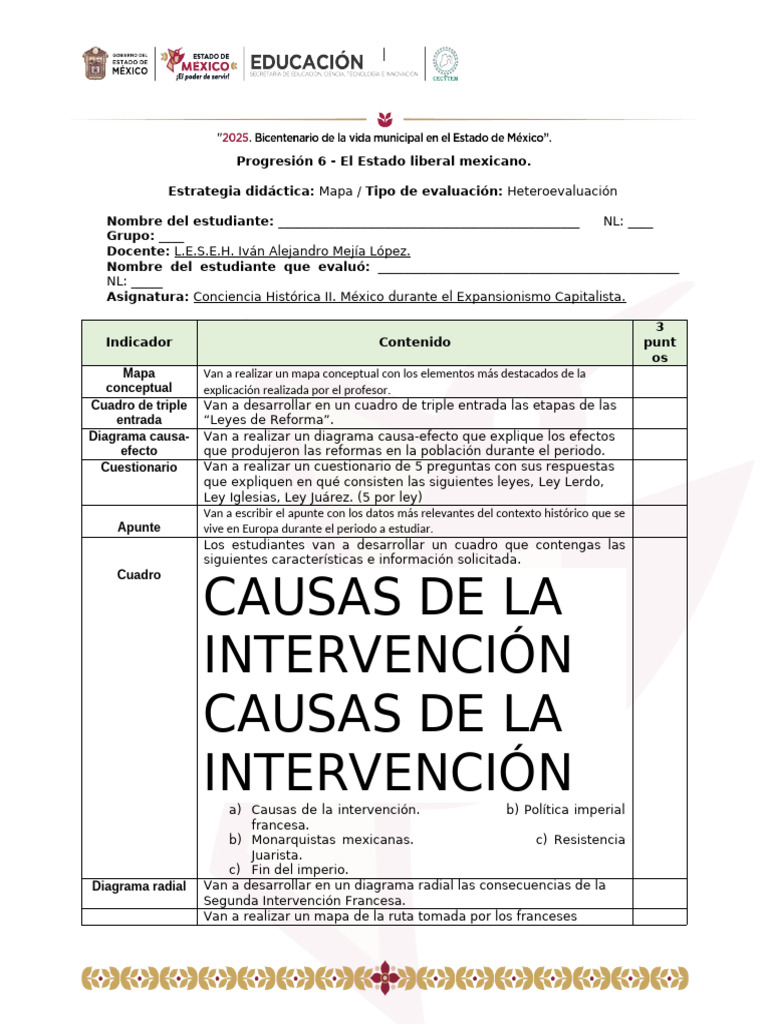 Progresión 6 - Lista de Cotejo Conciencia Histórica II | PDF