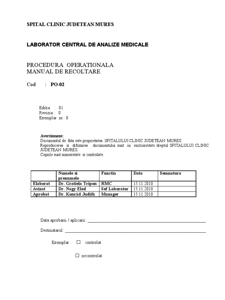 PO - 02 Manual de Recoltare | PDF