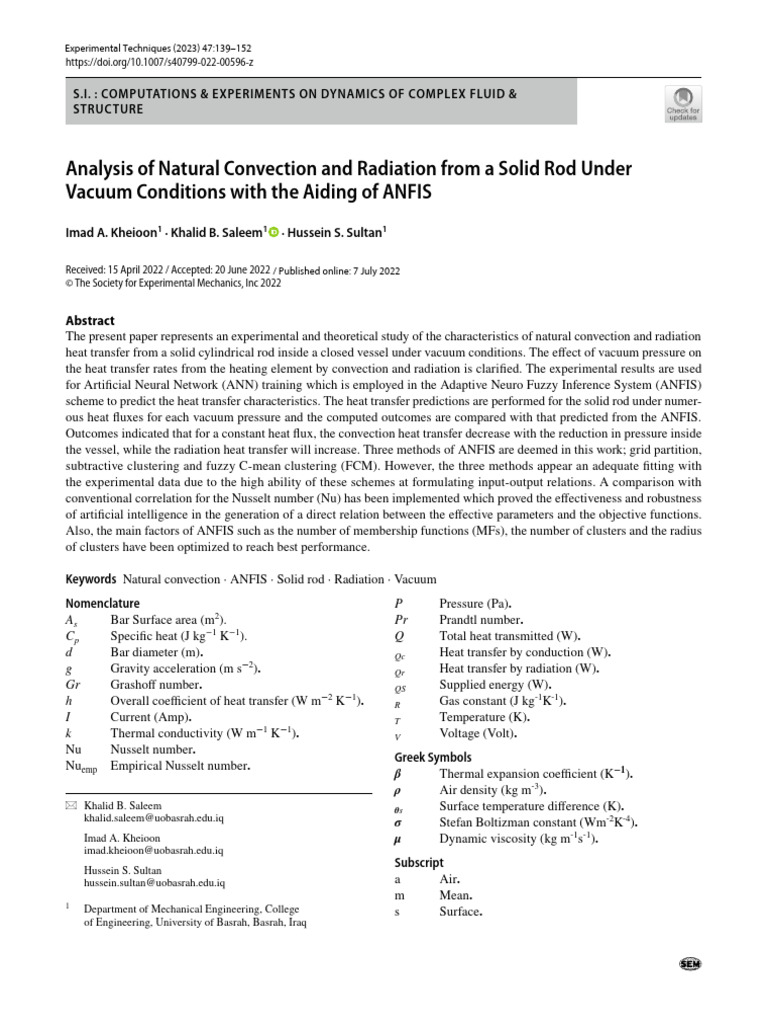 7 Analysis of Natural Convection and Radiation From a Solid Rod Under ...