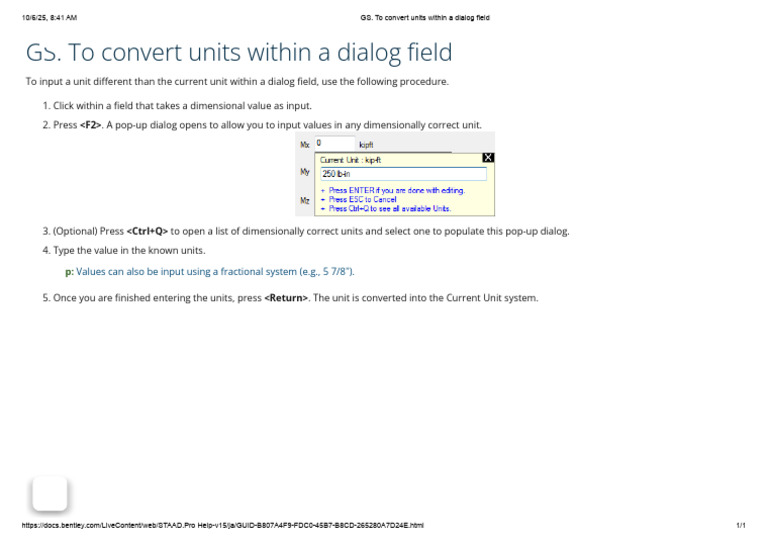 Convert Units in Dialog Fields Guide | PDF