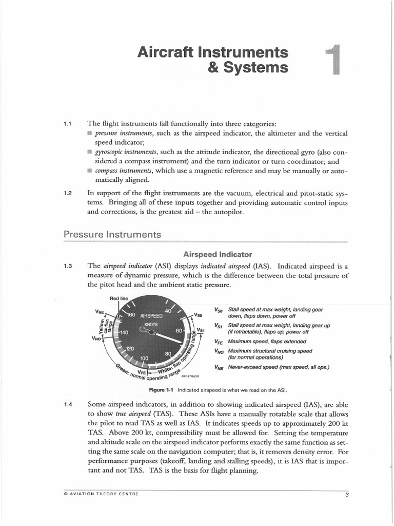 Aviation Theory Centre Instrument Rating Theory Chapter 1 Aircraft Instruments and Systems | PDF