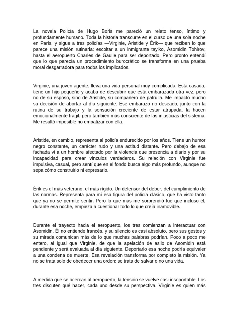 Ensayo Del Libro Policia de Hugo Boris Albert Fabian Quimbayo Gonzalez ...
