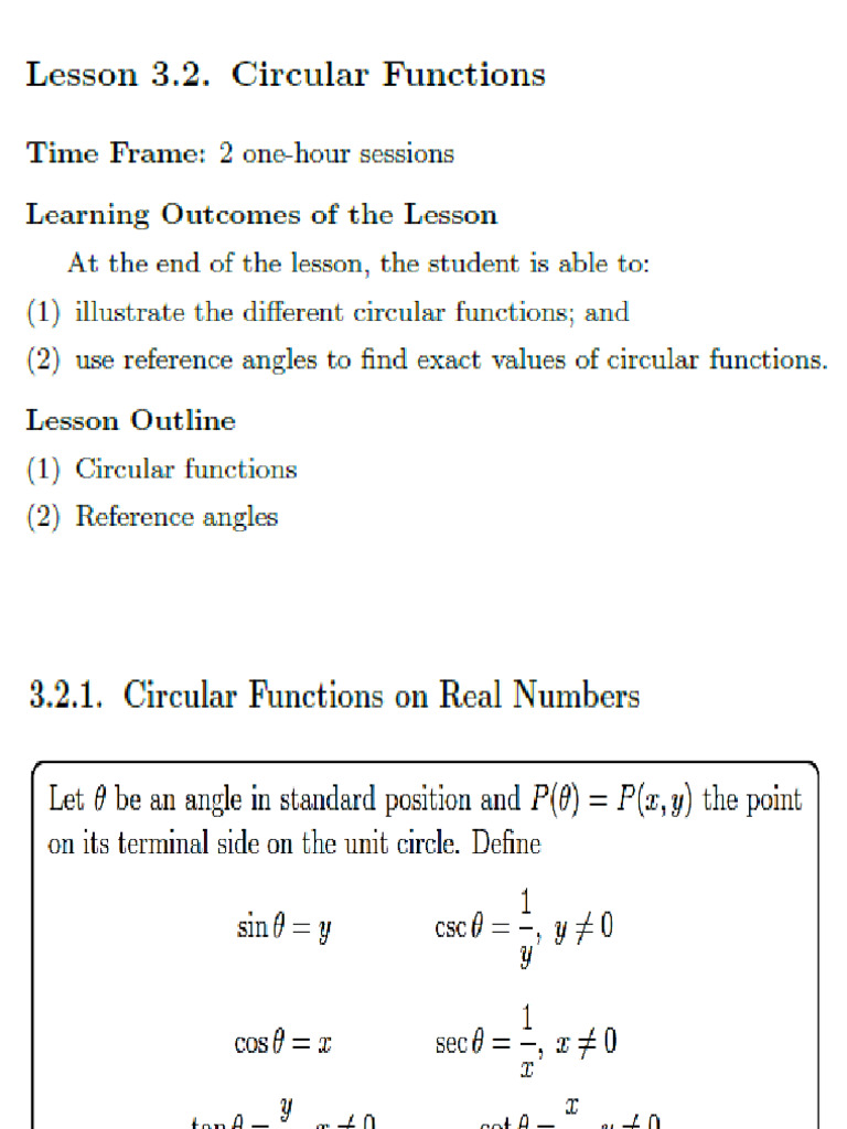 Circular Functions | PDF